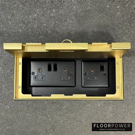13 Amp Plug Flush Recessed Floor Sockets Satin Brass Floorpower