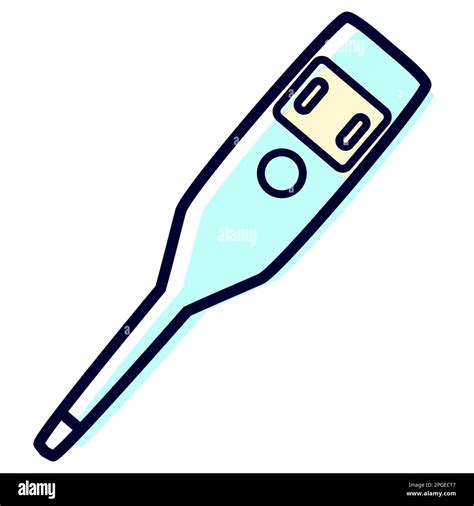 Simple Icon With A Blue Electronic Thermometer On A White Background A