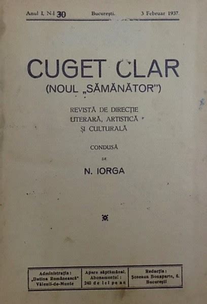 Cuget Clar Noul Samanator Anul I Valenii De Munte 1937