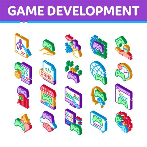Video Game Development Isometric Icons Set Vector 18034598 Vector Art