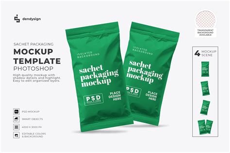 Sachet Packaging Mockup Template Psd Graphic By Dendysign · Creative