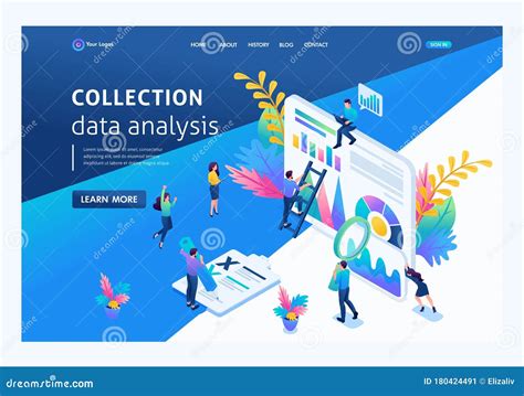 Isometric Concept Young Entrepreneurs Data Collection Data Analysis