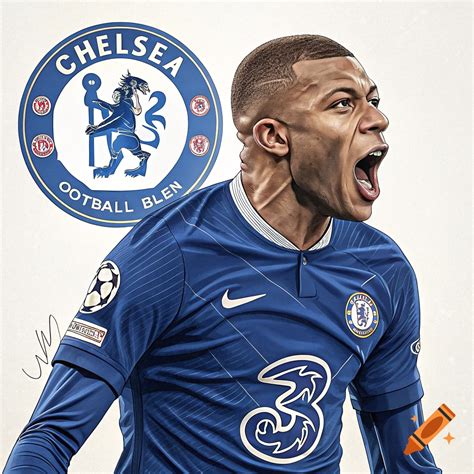 Mbappé Wearing A Chelsea Kit On Craiyon