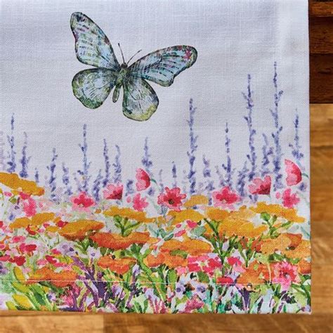 Butterfly Oasis Colorful Wildflower Blossom Cotton Floral Table Linens