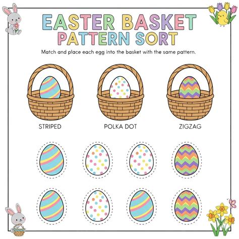 Easter Basket Pattern Sort Worksheet Download And Print Now