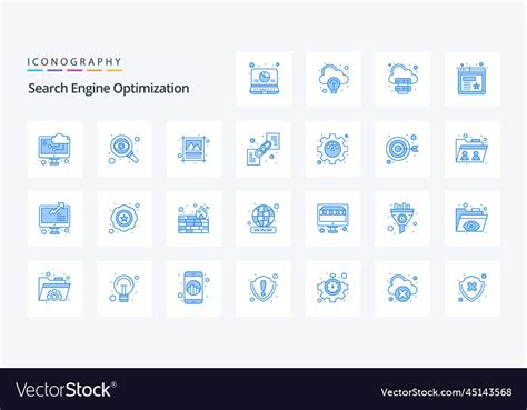 25 Seo Blue Icon Pack Royalty Free Vector Image