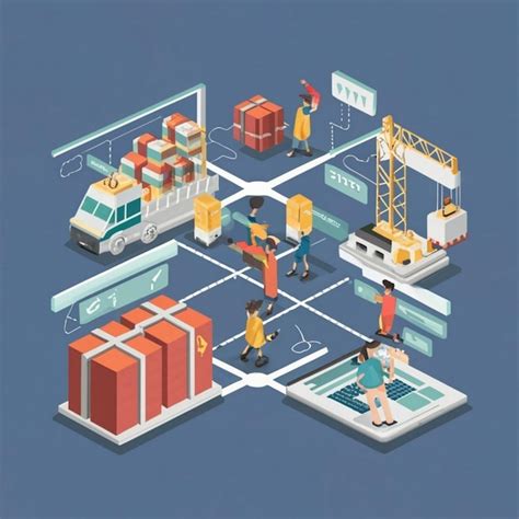 Premium Photo Supply Chain Simulation Concept Icon Logistics Network