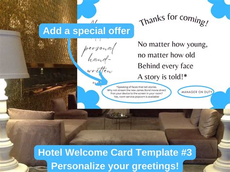 Hotel Guest Welcome Card Template 3 Etsy
