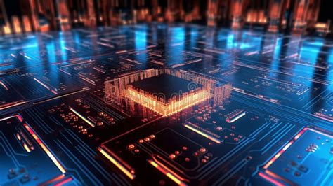 Quantum Computing With Futuristic Design Stock Illustration