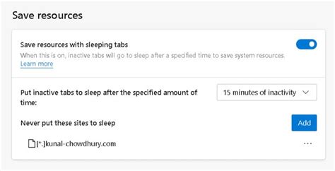save resources with sleeping tabs in microsoft edge on windows 10