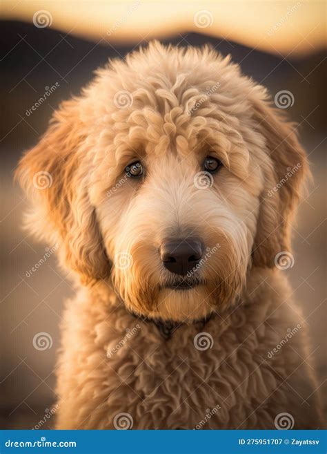 Cute Goldendoodle Dog Vector Cartoon Illustration