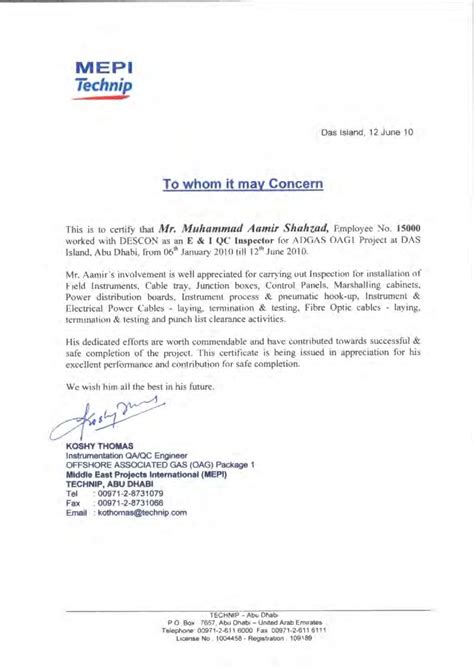 Electrical Maintenance Engineer Experience Certificate Format Opolispofe