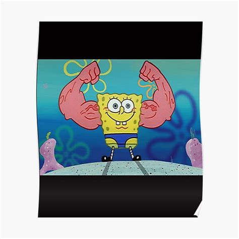 Spongebob Lifting Weights Poster For Sale By Benjaminnnn Redbubble