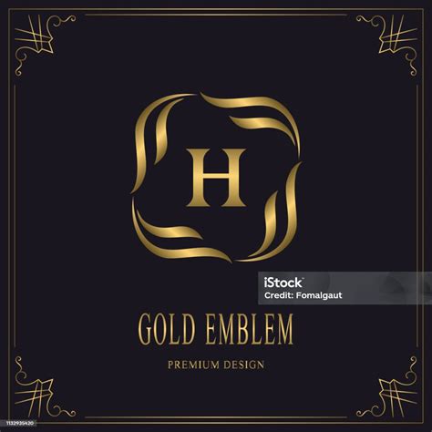 방직의 금 헝겊 편지 H 모노 그램 우아한 템플릿입니다 고급 스러운 문장 로열티 명함 부티크 호텔 전 령에 대 한 간단한 로고 디자인입니다 붓글씨 빈티지 테두리입니다 벡터