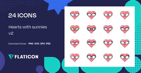 Hearts With Sunnies V2 Icon Pack Color Lineal Color 24 Svg Icons