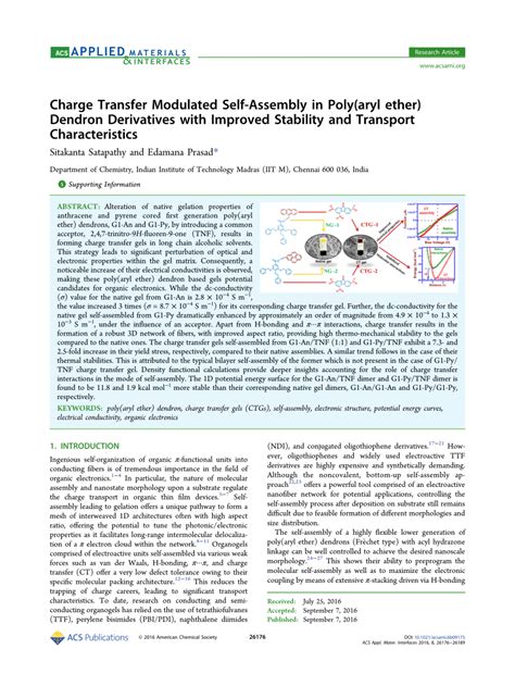 Pdf Charge Transfer Modulated Self Assembly In Poly Aryl Ether