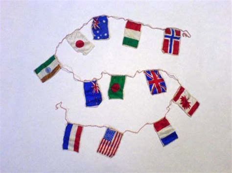 String Of 12 Silk Flags Production Small 6 0 Cm X 8 0 Cm Magic And Illusions