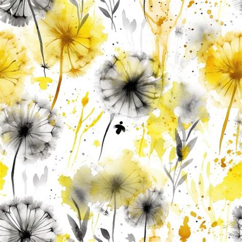 Premium Ai Image A Black And White Background With Dandelions And