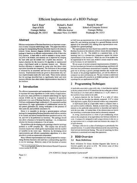 Efficient Implementation Of A Bdd Package Pdf