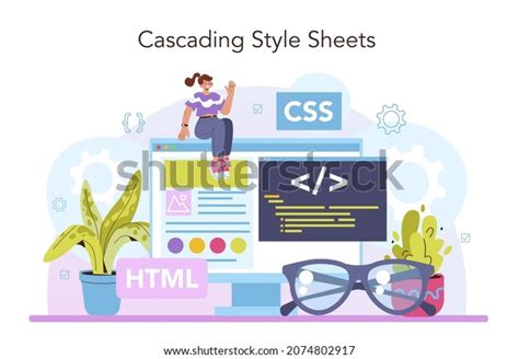 Website Development Html Coding Process Digital Stock Vector Royalty