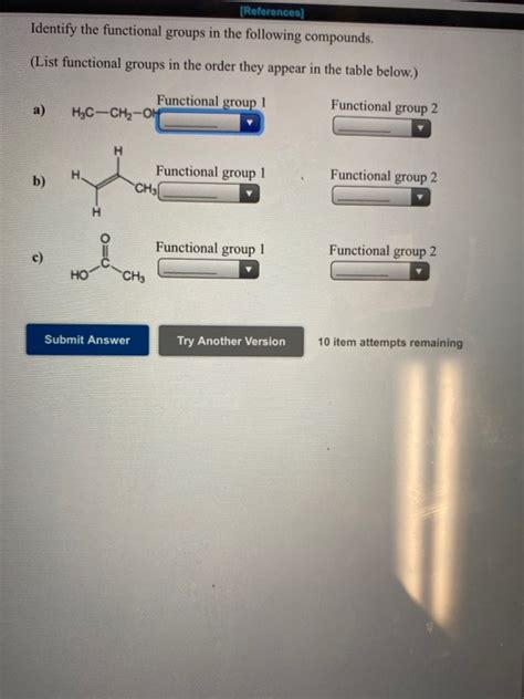 Solved [References) Identify the functional groups in the | Chegg.com