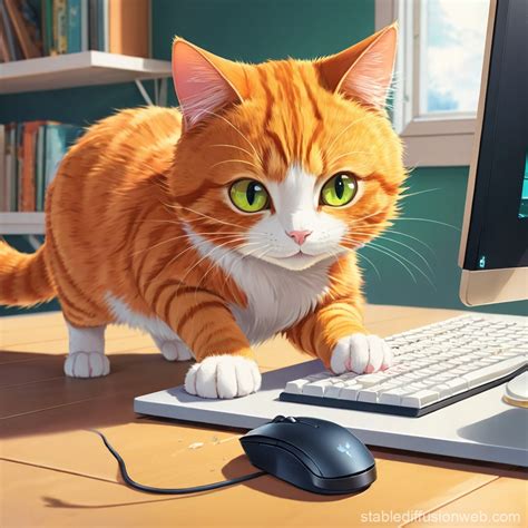 Ginger Cat Chasing Mouse Stable Diffusion Online