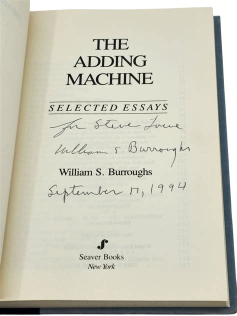 The Adding Machine Selected Essays William S Burroughs First