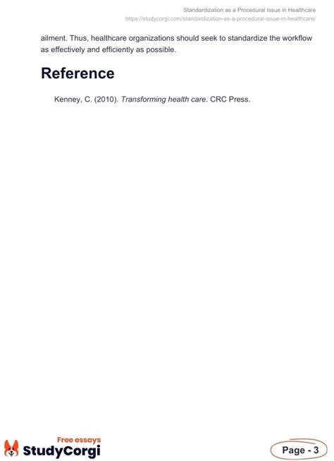Standardization As A Procedural Issue In Healthcare Free Essay Example