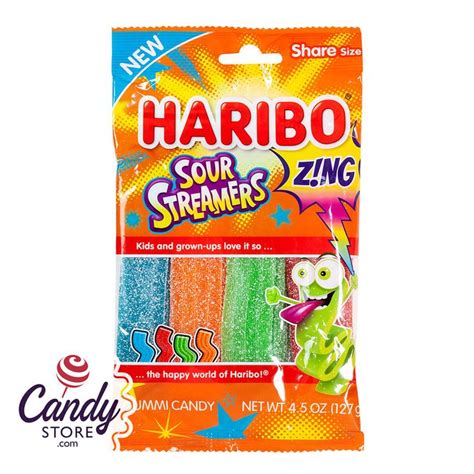 Haribo Zing Sour Streamers 45oz Peg Bag 12ct Gummy Candy Chewy