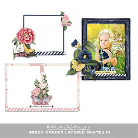 Indigo Garden Layered Frames 01 Digital Art