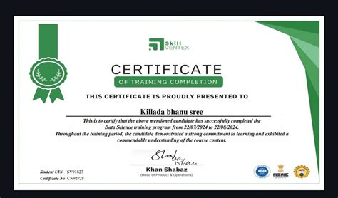 Datascience Skillvertex Learningjourney Professionaldevelopment Killada Bhanu Sree