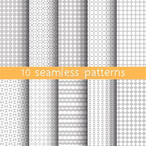10 Light Grey Seamless Patterns For Universal Background Grey And