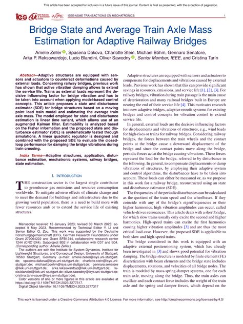 Pdf Bridge State And Average Train Axle Mass Estimation For Adaptive
