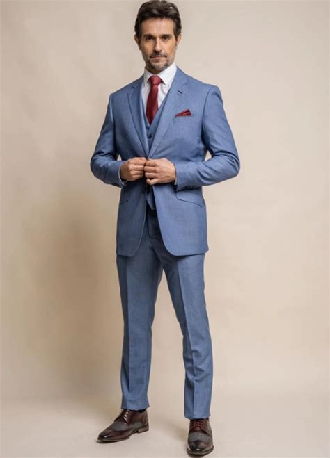 Cavani Blue Jay Sky Blue Wedding 3 Piece Suit Slim Fit Suitsme