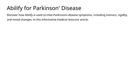 Abilify For Parkinson Disease Medsis