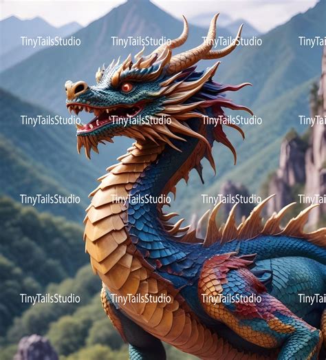 Majestic Eastern Dragon Art Print Fantasy Dragon Illustration For