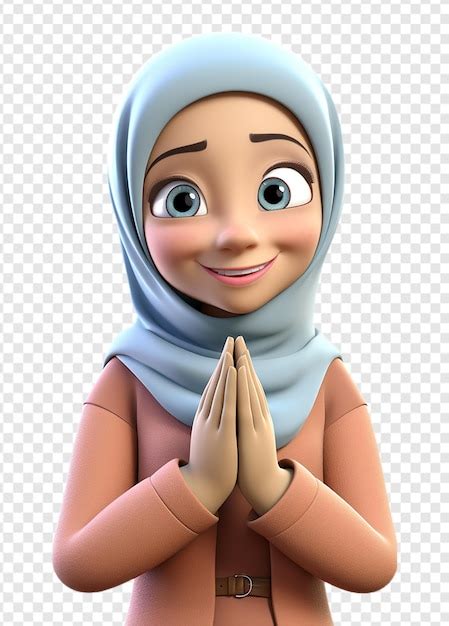 Premium Psd 3d Cartoon Character Illustration Of Muslim Woman With