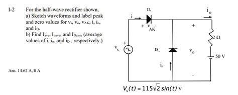 solved for the half wave rectifier shown a sketch waveforms and