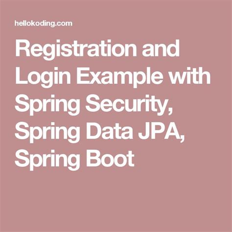 Secure Registration And Login Using Spring Security