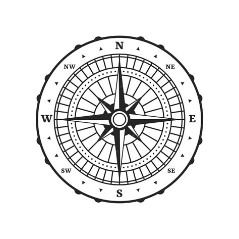 Premium Vector Old Compass Vintage Map Wind Rose Navigation