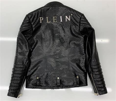 Philipp Plein Black Python Skin Biker Jacket Leather Guys
