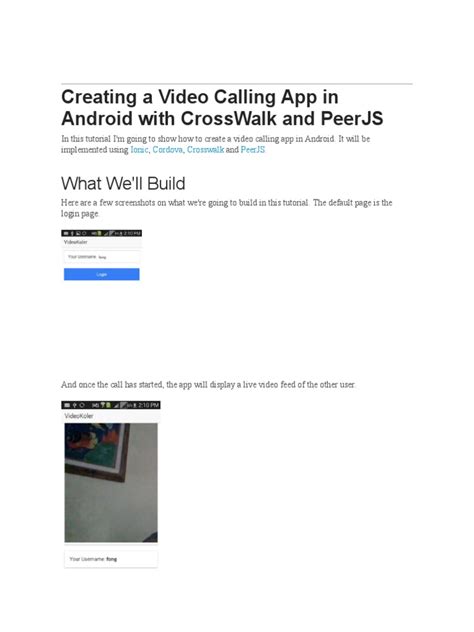 android video calling with crosswalk and peerjs pdf android
