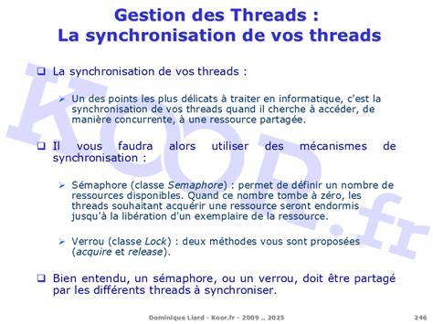 le langage python gestion des threads la synchronisation de vos threads