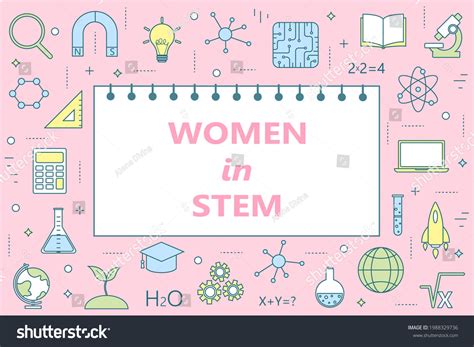 Women Stem Education Horizontal Colorful Banner Stock Vector Royalty