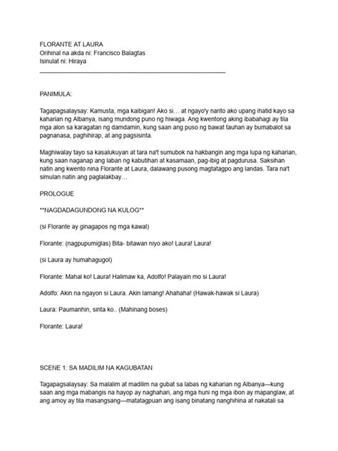 Florante At Laura Script Pdf