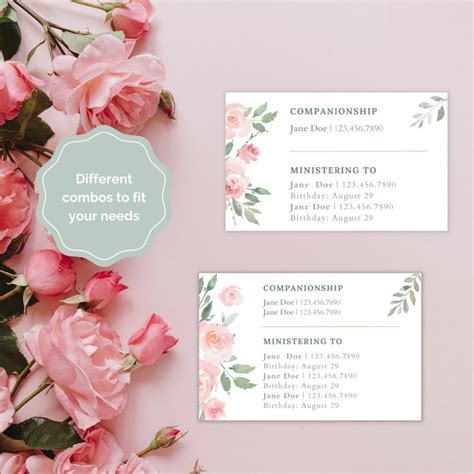 Relief Society Ministering Assignment Printable Card Editable Canva