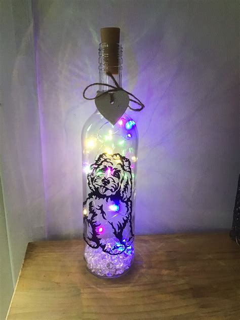 Cockerpoo Dog Light Up Bottle Bottle Lamp Can Be Personalised Happy
