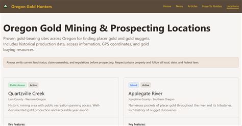 Oregon Gold Mining Locations Where To Find And Sell Placer Gold