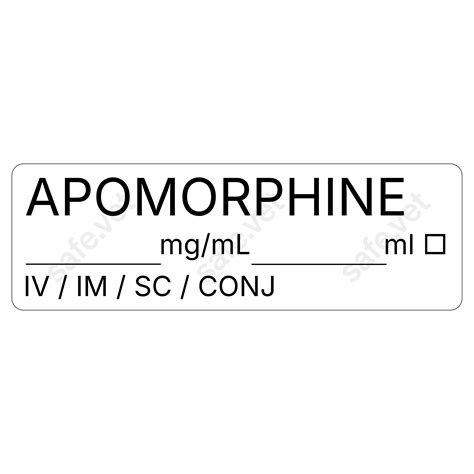 Apomorphine Labels Veterinary Syringe Sticker Roll Safevet