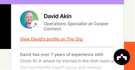 David Akin Operations Specialist At Cooper Connect The Org